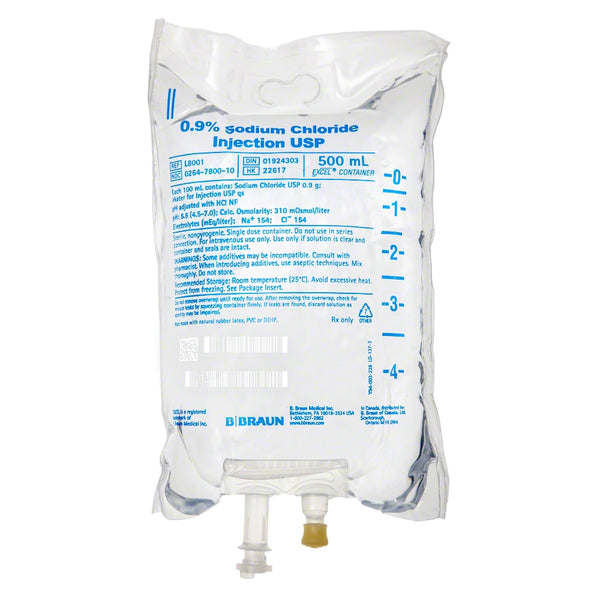 (Bag) B. Braun IV Injection Solution Sodium Chloride 0.9%, 500ML 24/Ca ...