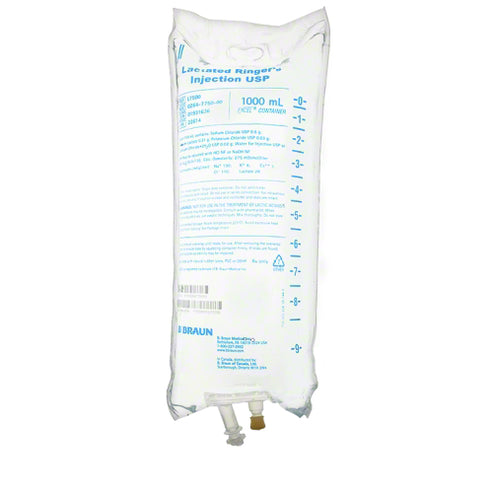 (Bag) B. Braun IV Injection Solution Lactated Ringers 1000mL Plastic I ...